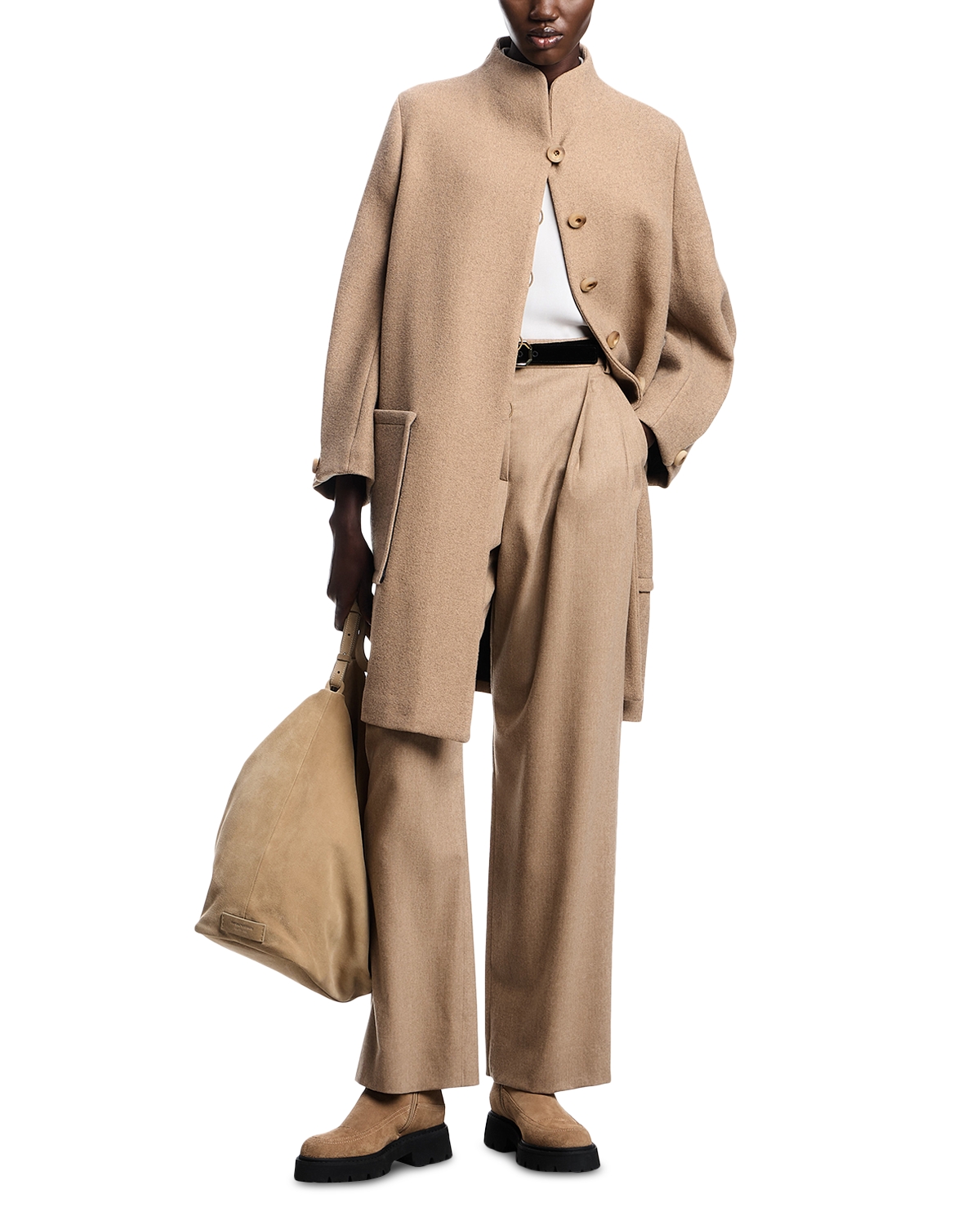 EMPORIO ARMANI Icon Wool Blend Pleated Pants